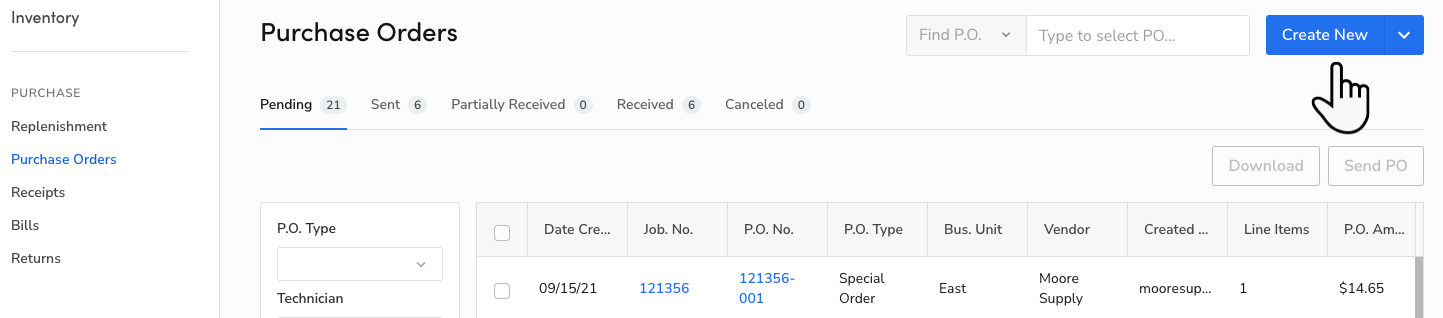 Send a purchase order electronically