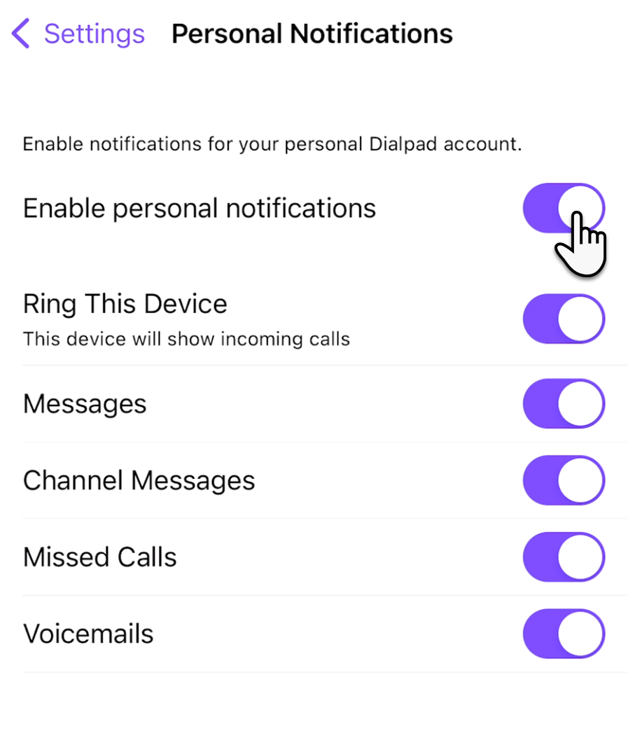 Manage notifications in Dialpad mobile app