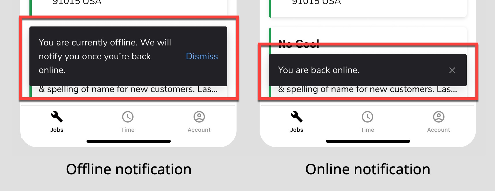 Notification messages in the ServiceTitan Field Mobile App for when you ...