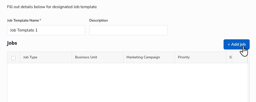 A cursor clicking Add Job.
