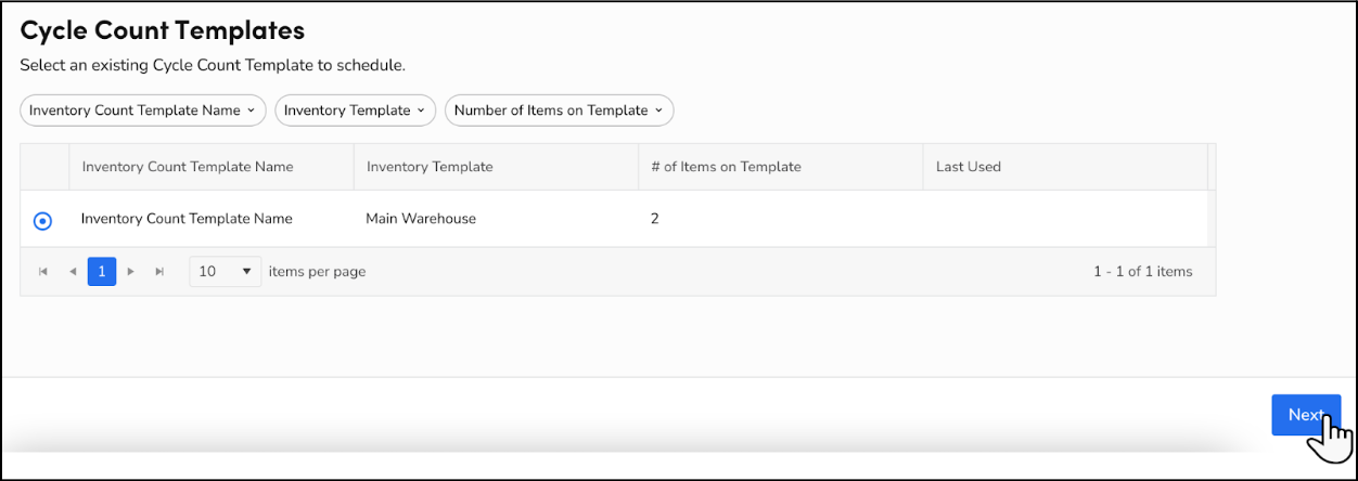 Cycle count template