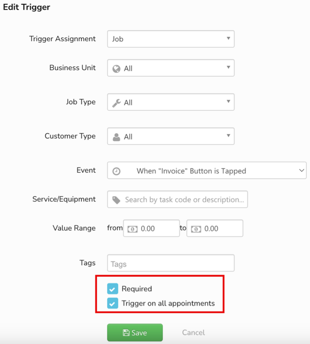 Viewing appointment form triggers