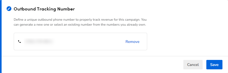 Outbound Tracking Number section