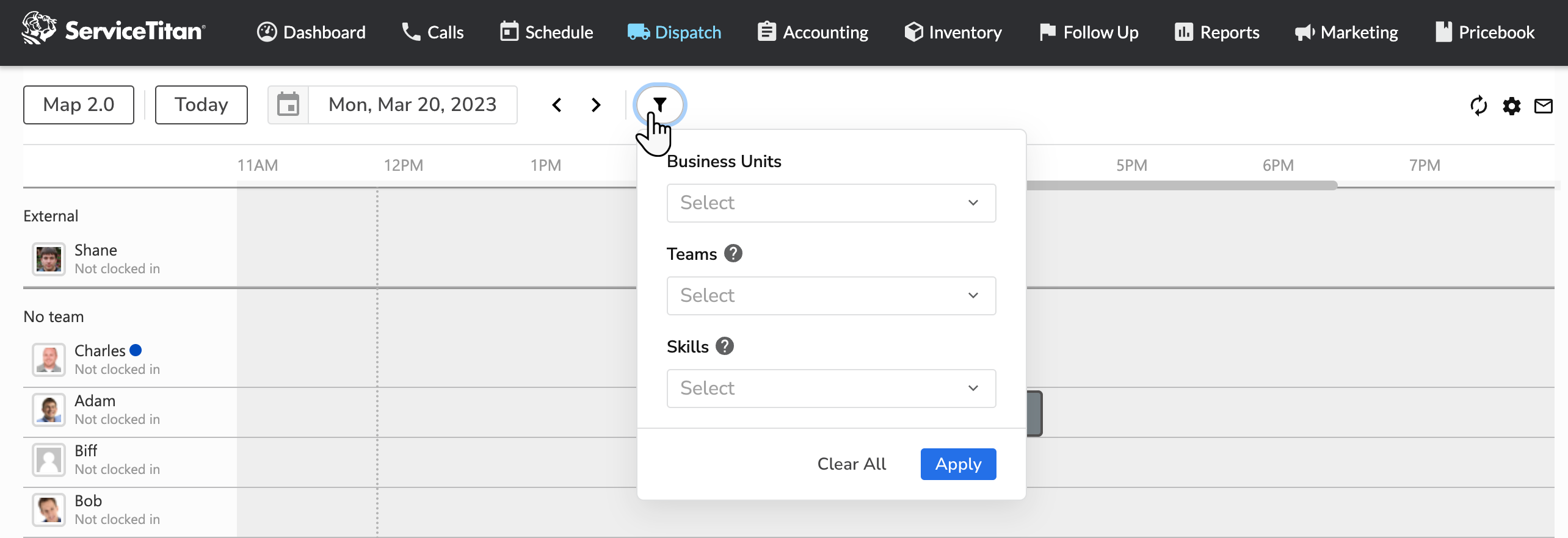 Use the Dispatch Board
