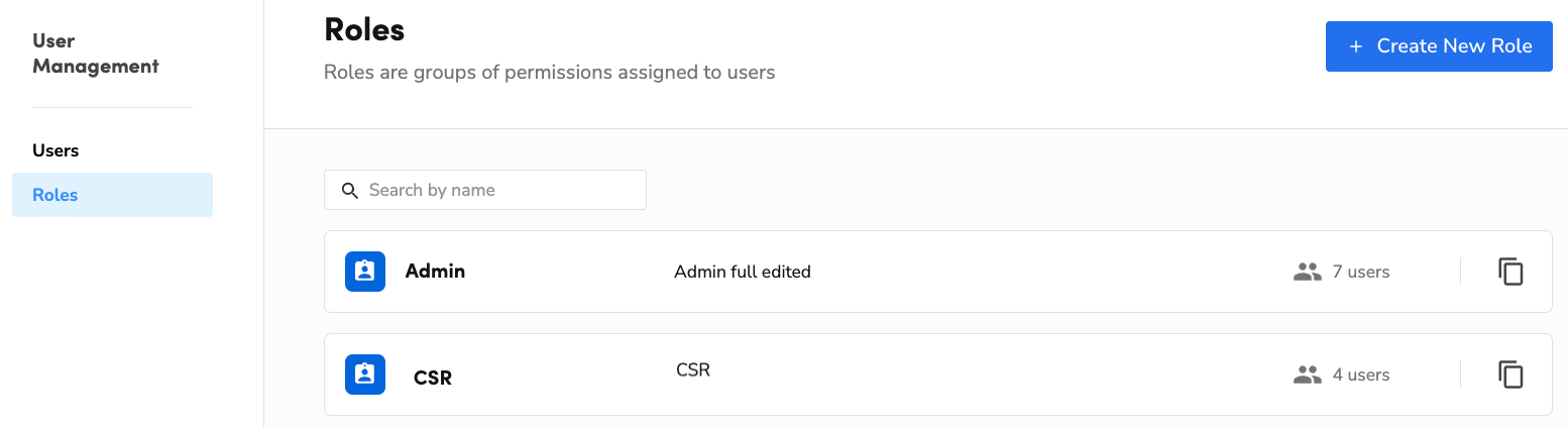 Viewing the roles section in Enterprise Hub