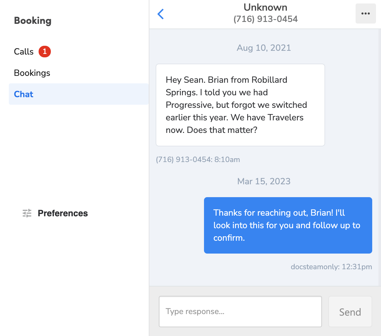 responding to a chat