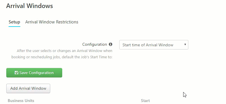 Set up Arrival Windows