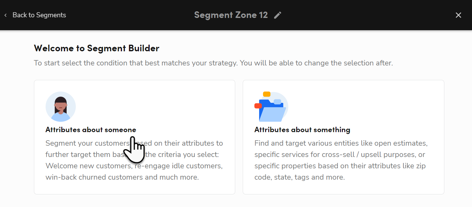 Select the Segment condition
