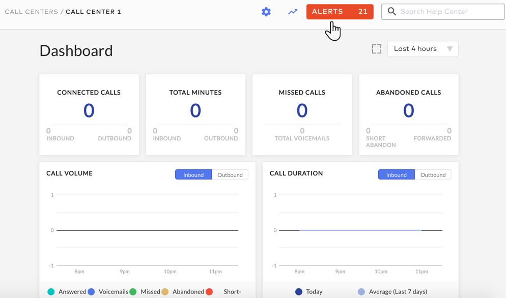 Manage call center alerts
