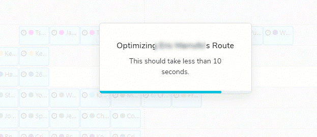 The optimize progress bar on the ServiceTitan Dispatch Board.