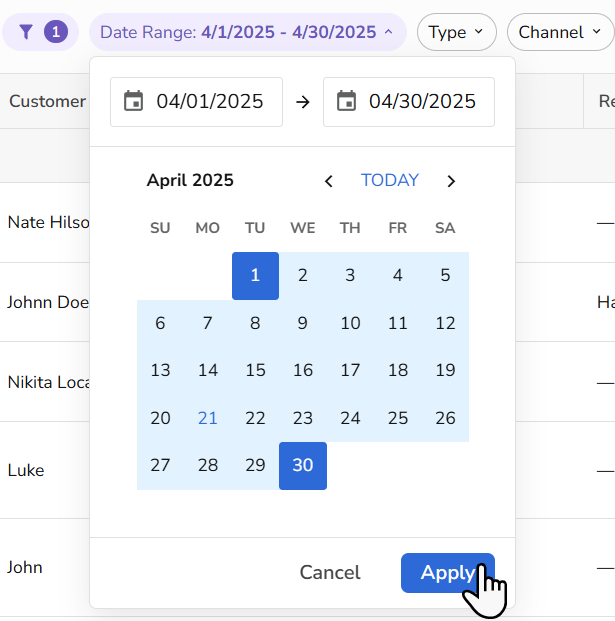 Filter by date with Contact Center Pro Conversation History