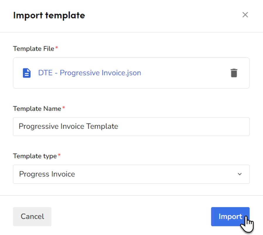 Import a template with Template Manager