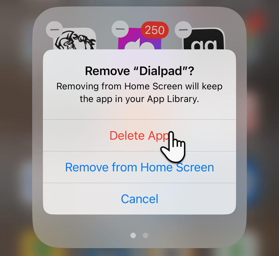 Deleting the Dialpad mobile app