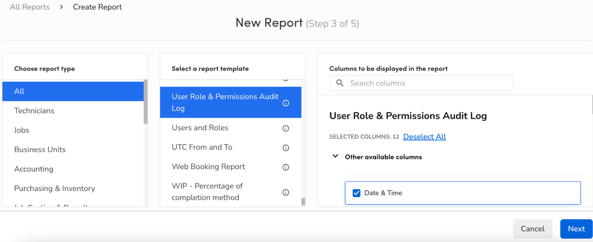 Viewing how to create a report