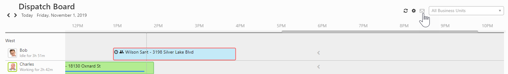 Text technicians from the Dispatch Board