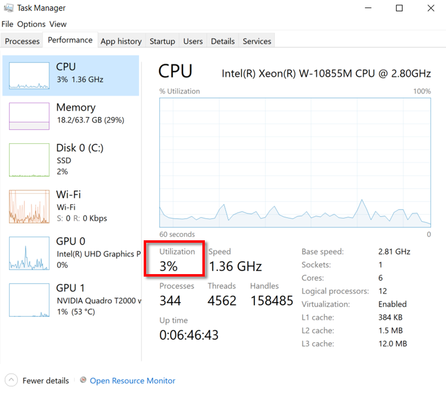 Checking the computer performance of a Windows device