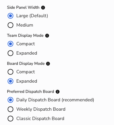 View options in the Dispatch Preferences.