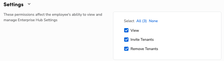 Viewing Enterprise Hub settings