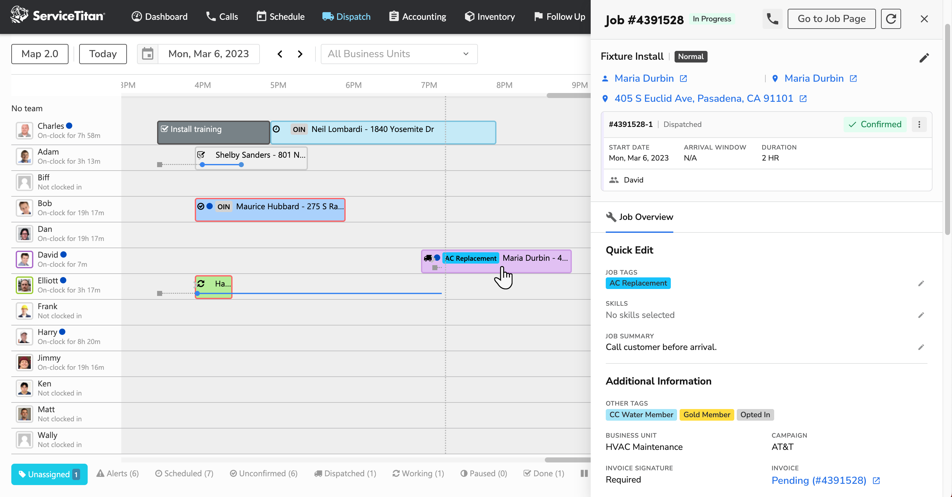 Use the Dispatch Board