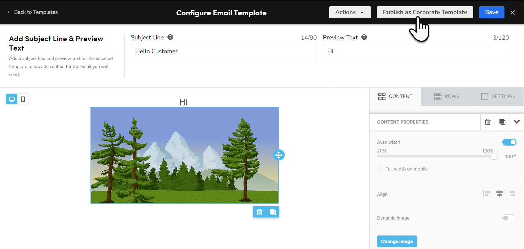 Publish email templates in Corporate HQ