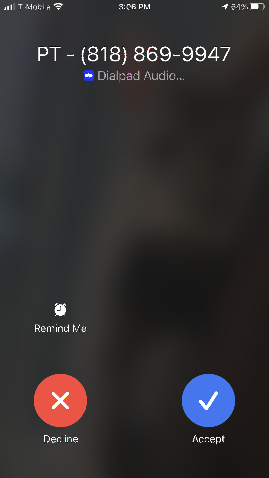 Viewing call ring screen