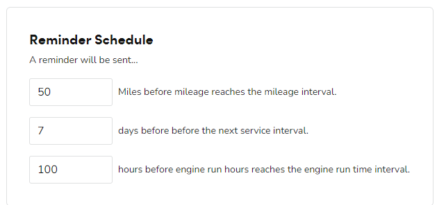 The Reminder Schedule section.