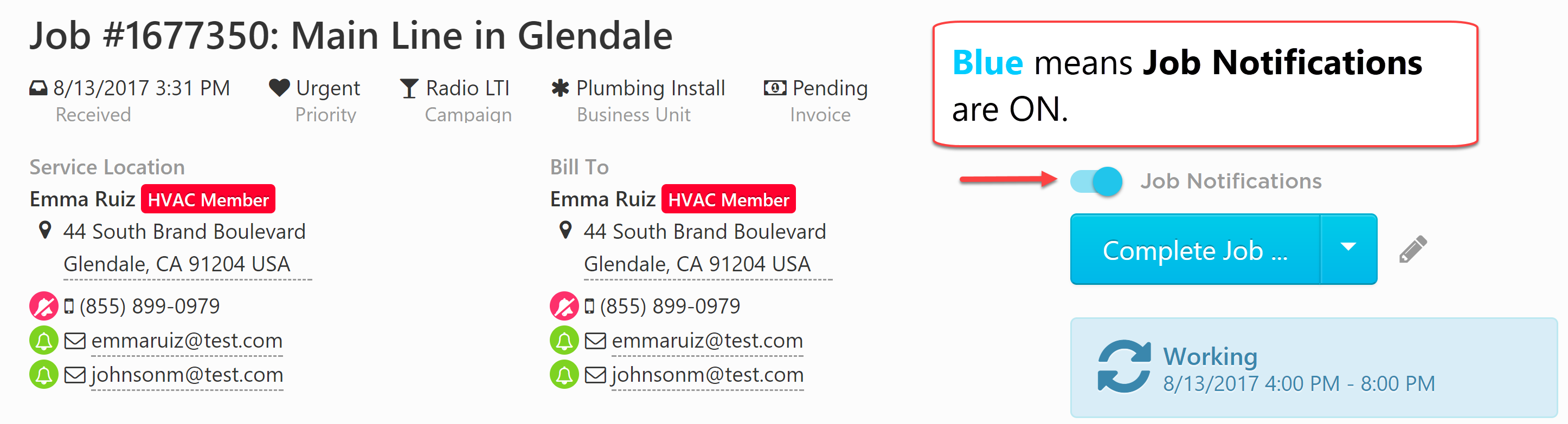 Turn notifications on or off for any job