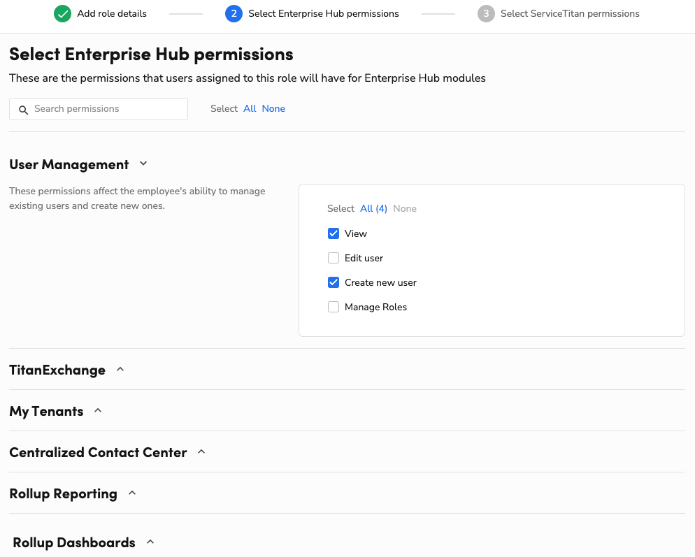 Viewing Enterprise Hub permissions in Enterprise Hub