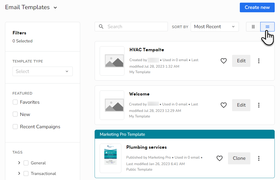 View toggle email template