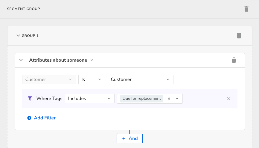 Segment Group with Group 1 inclusion.