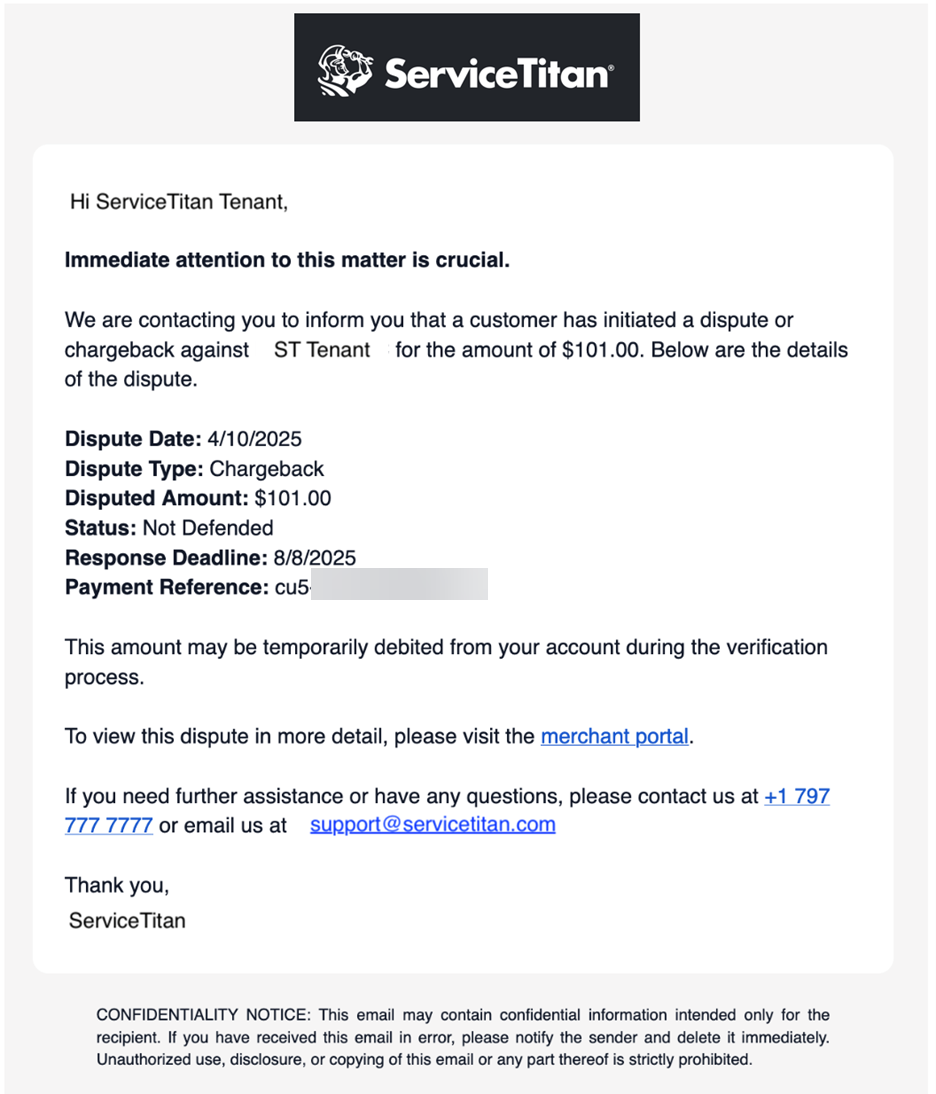 An example of an email that is sent when a customer initiates a payment ...