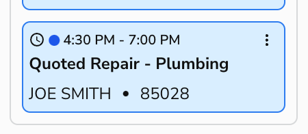 A job card on the ServiceTitan Weekly Dispatch Board.