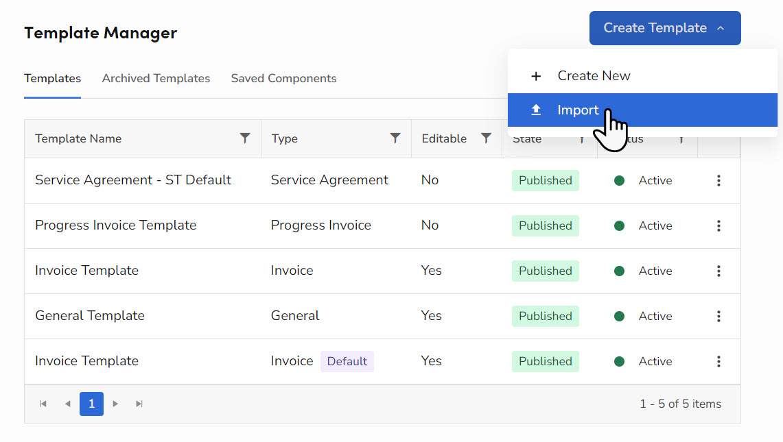 Import a template with Template Manager