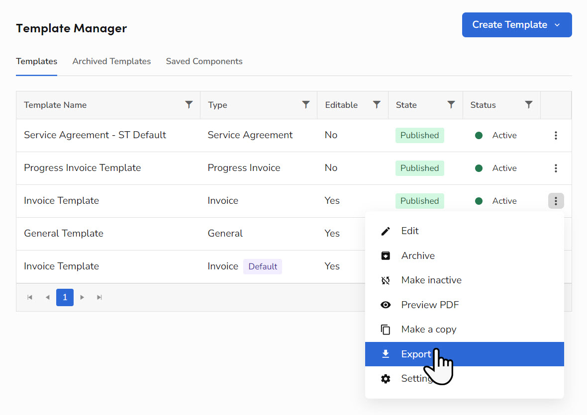 Export a Document Template