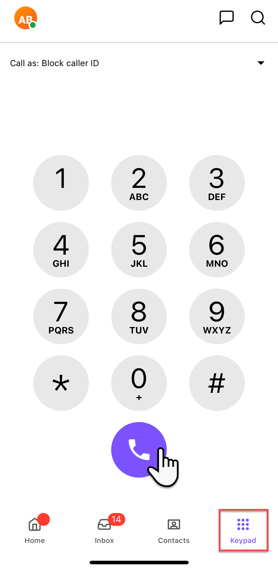 Place calls via Dialpad mobile app
