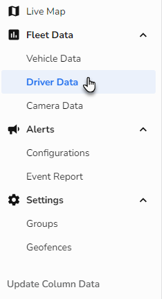 A cursor clicking the Driver Data section.