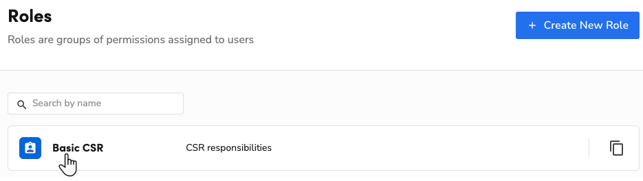 Cursor clicking the role you want to edit