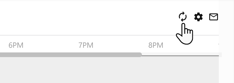 A cursor selecting the Refresh icon on the ServiceTitan Dispatch Board.