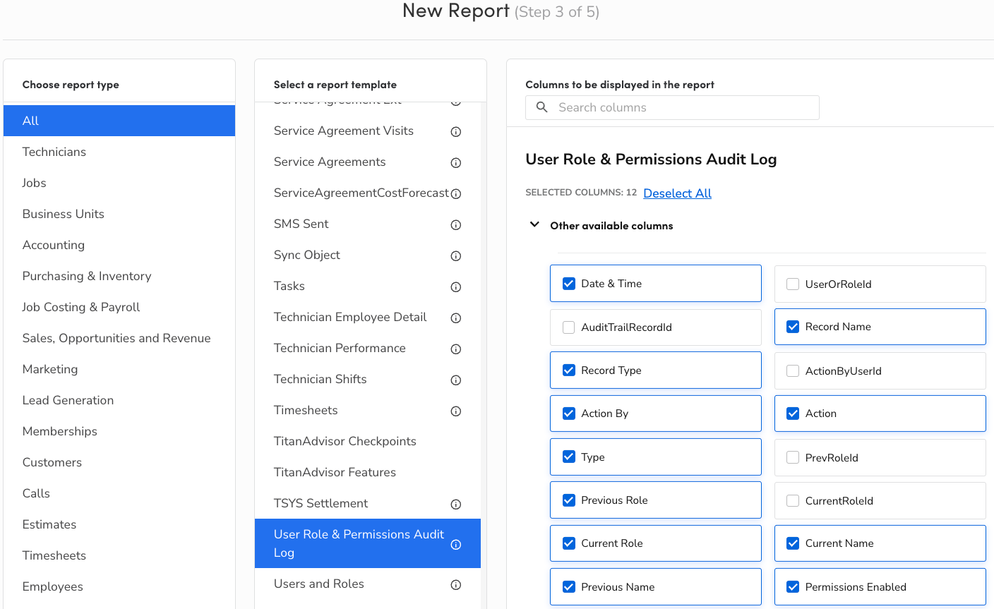 Viewing user management report
