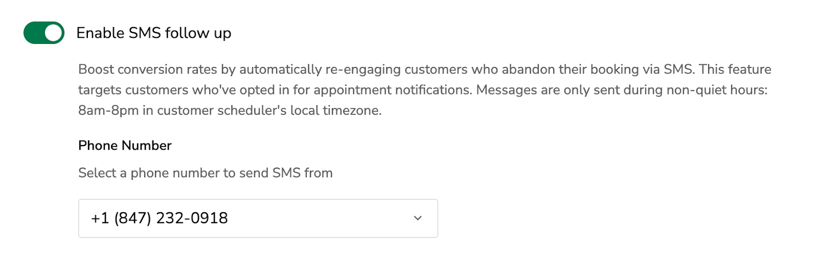 sms follow up phone number