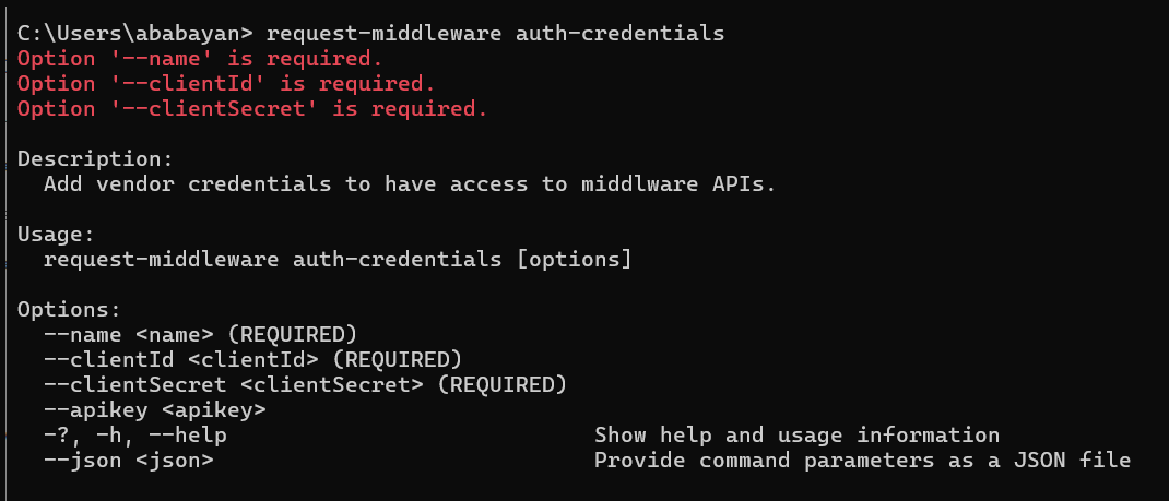 Use the Auth-Credentials command