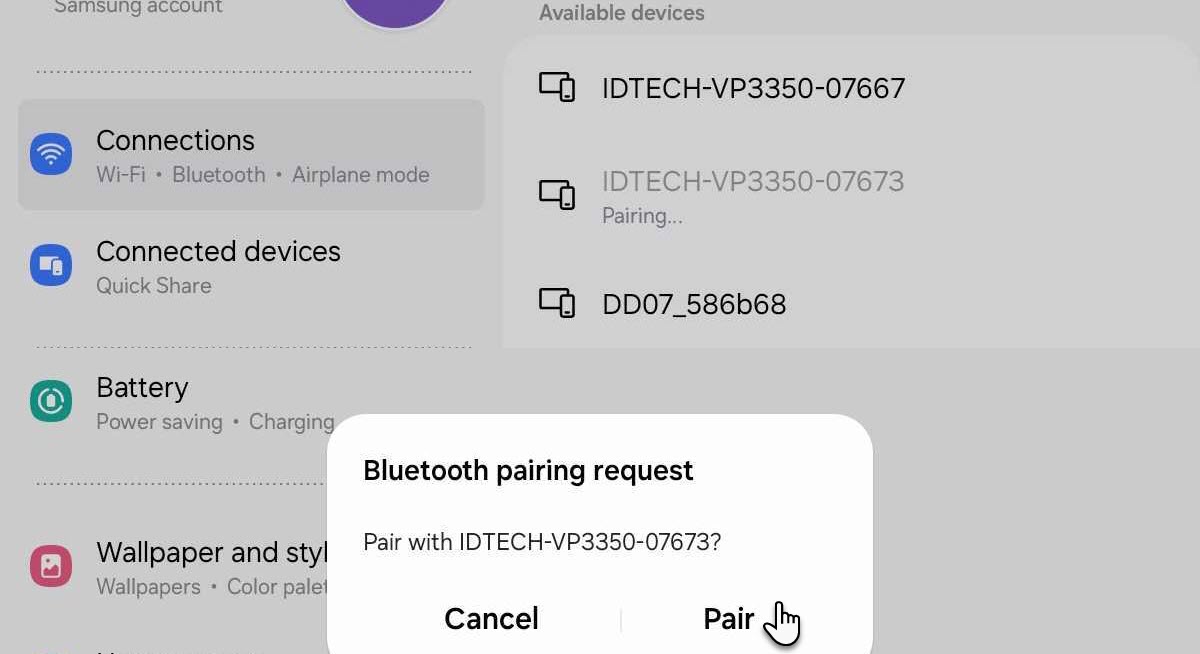A cursor tapping Pair.