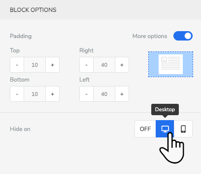 Cursor clicks the Desktop option to hide the selected email template ...
