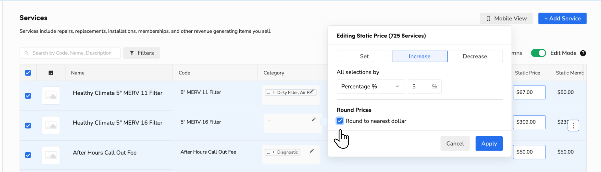 Rounding prices in Pricebook