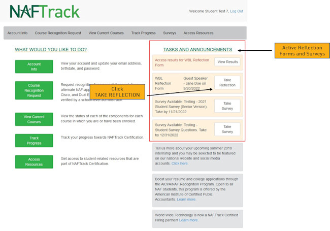 NAF ASH: How to Complete a Reflection Form