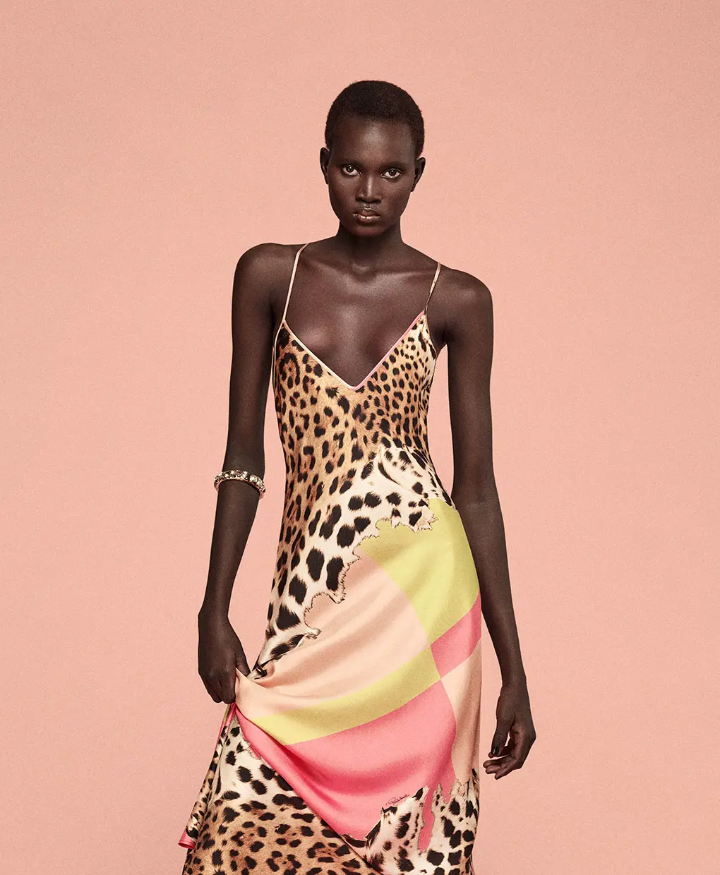 Ray Of Gold Druck Seide Jumpsuit in Gold für Damen | Roberto Cavalli®