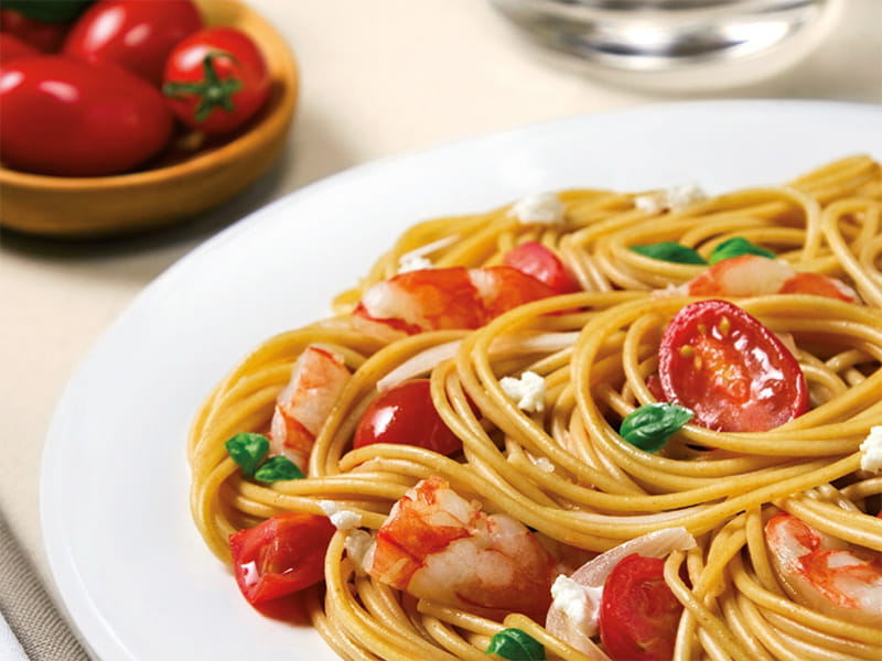 Špageti Barilla integrale sa škampima uz ricottu s timjanon i bosiljkom ...