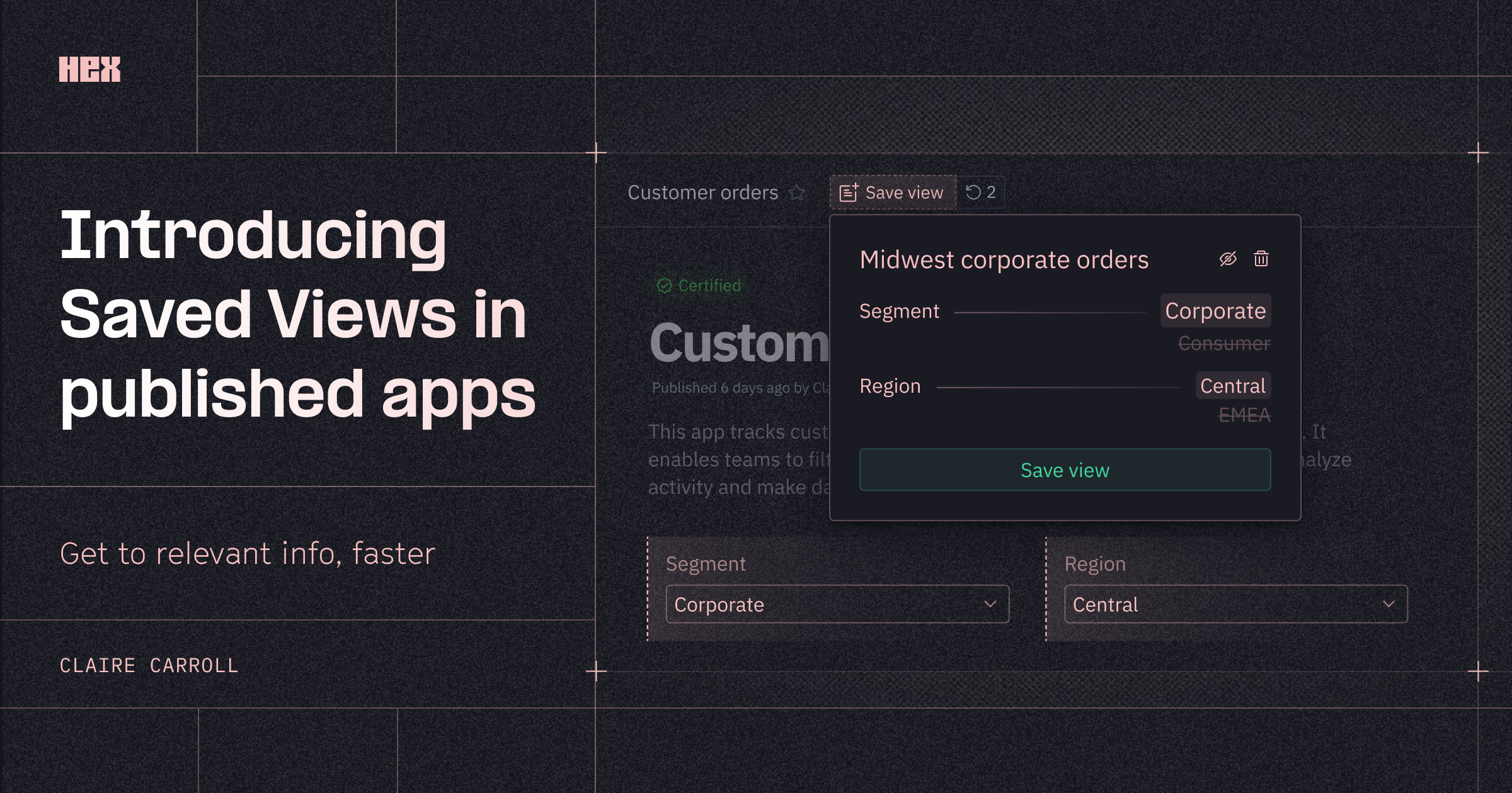 Introducing Saved Views in published apps | Hex