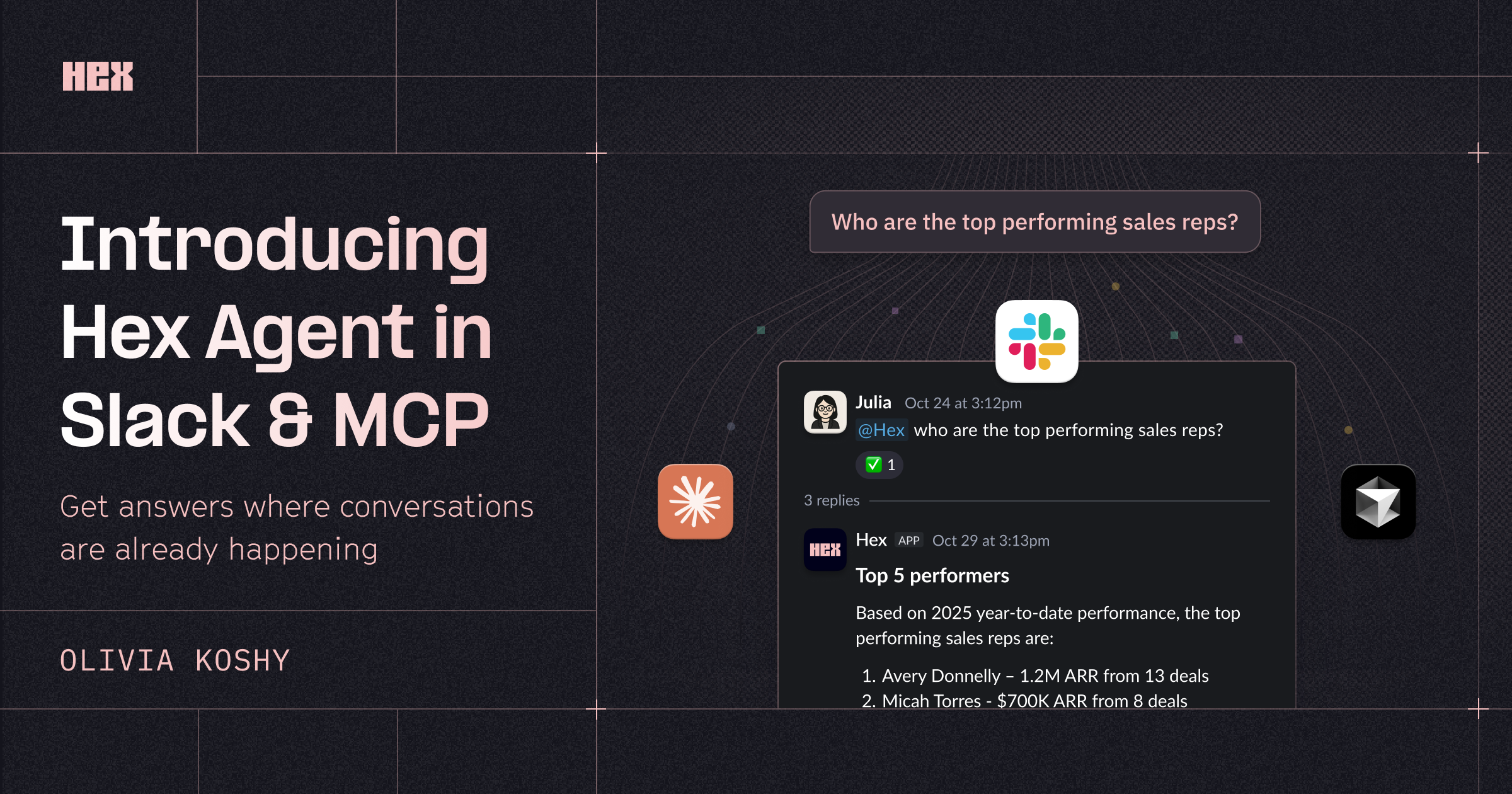 Hex Agent, everywhere: Introducing Slack integration and MCP support | Hex
