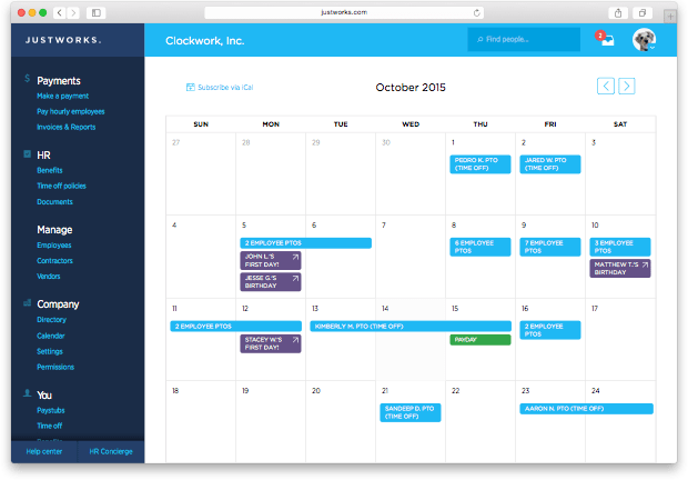 Employee Dashboard | Features | Justworks